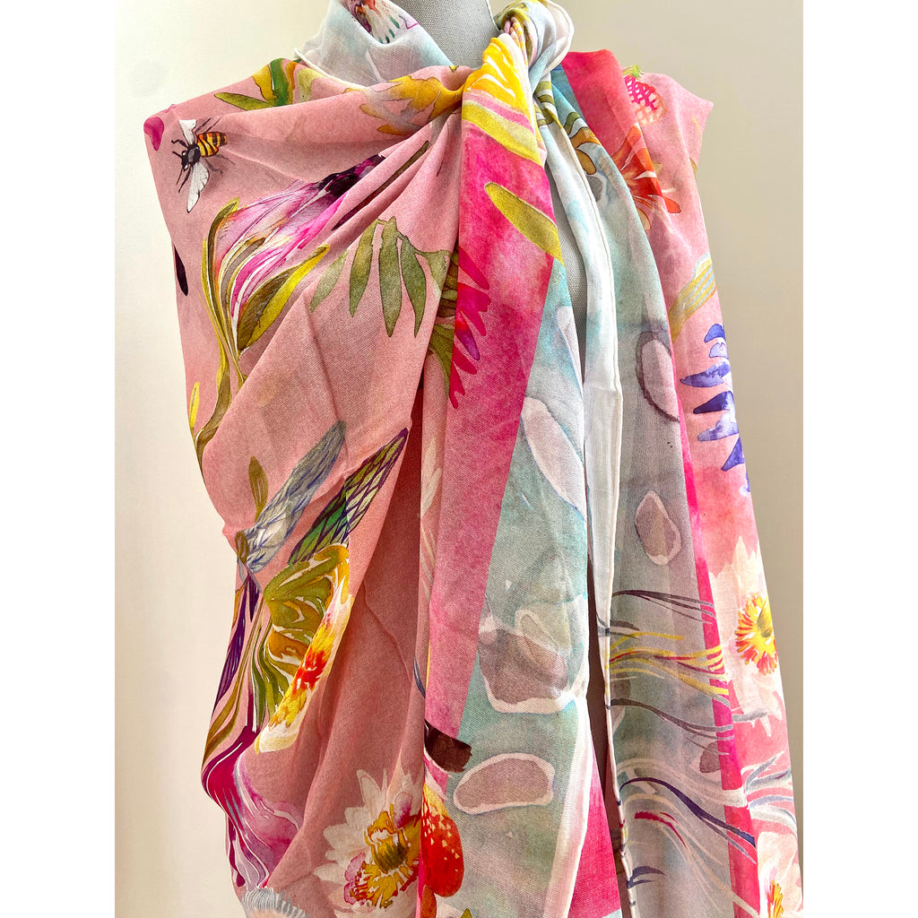 Pink Fynbos Silk-modal Scarf – Sharon B Design